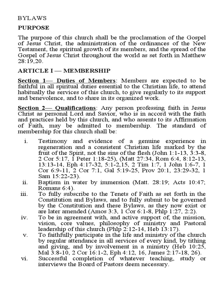 Final BYLAWS Englsih Version | PDF | Deacon | Pastor