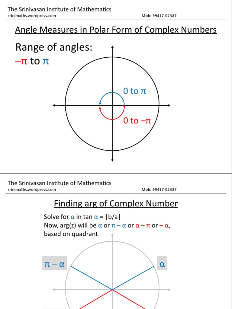 Range of Angles: To: Angle Measures in Polar Form of Complex Numbers | PDF