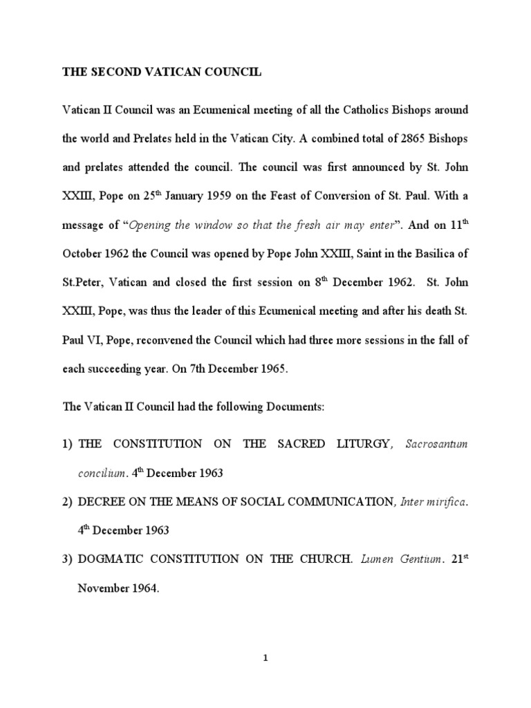 The Second Vatican Council | PDF | Second Vatican Council | Catholic Church