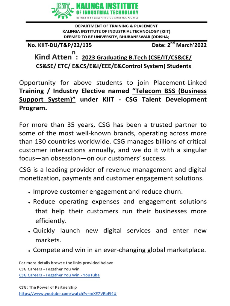 Registration For CSG Elective Training Program For 2023 Graduating ...