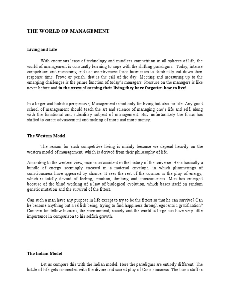 The World of Management | PDF | Consciousness | Mind