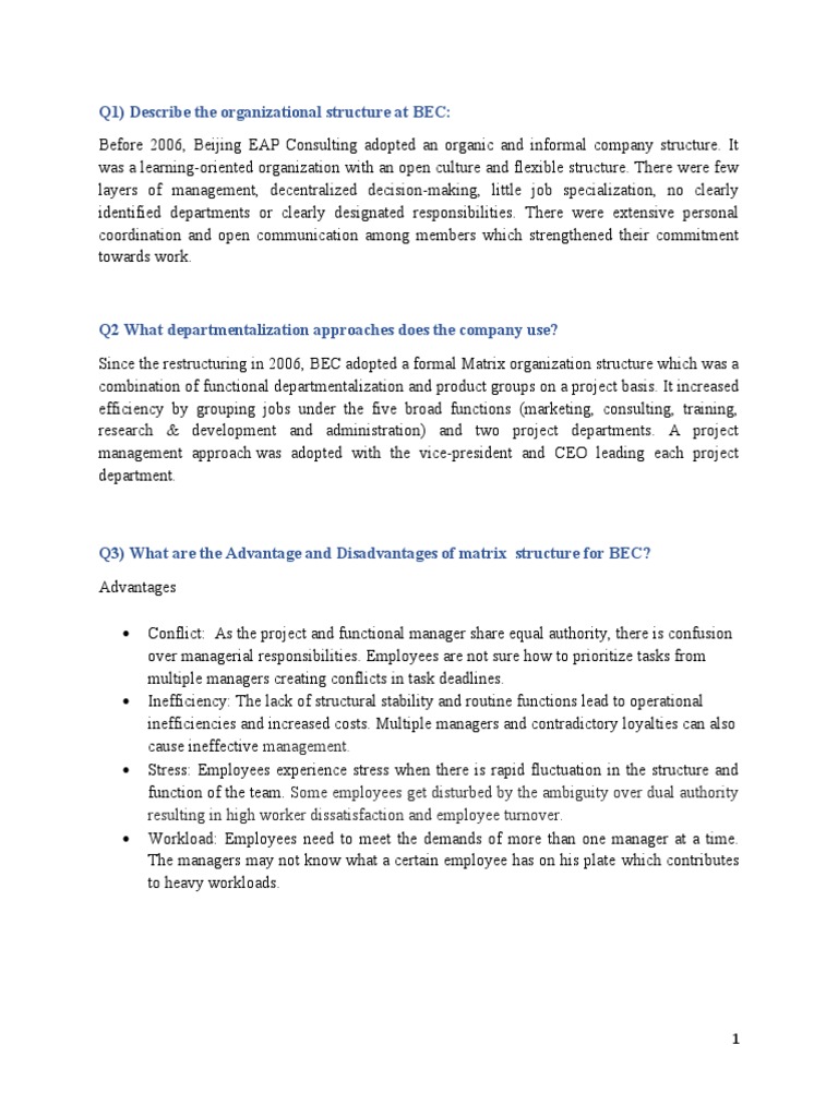 Beijing-EAP Case Study Q1 | PDF | Organizational Structure | Cognition