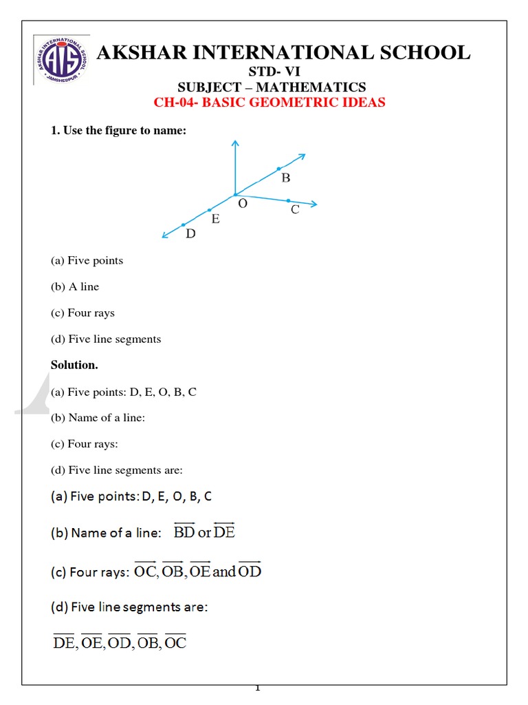 Basic Geometric Ideas for Grade VI | PDF | Circle | Triangle