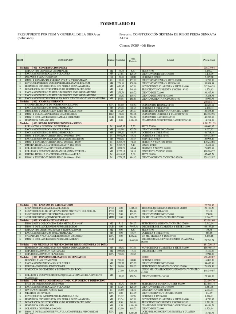 Formulario B1 - 01 - 10 - 2020 | PDF | Materiales | Hormigón