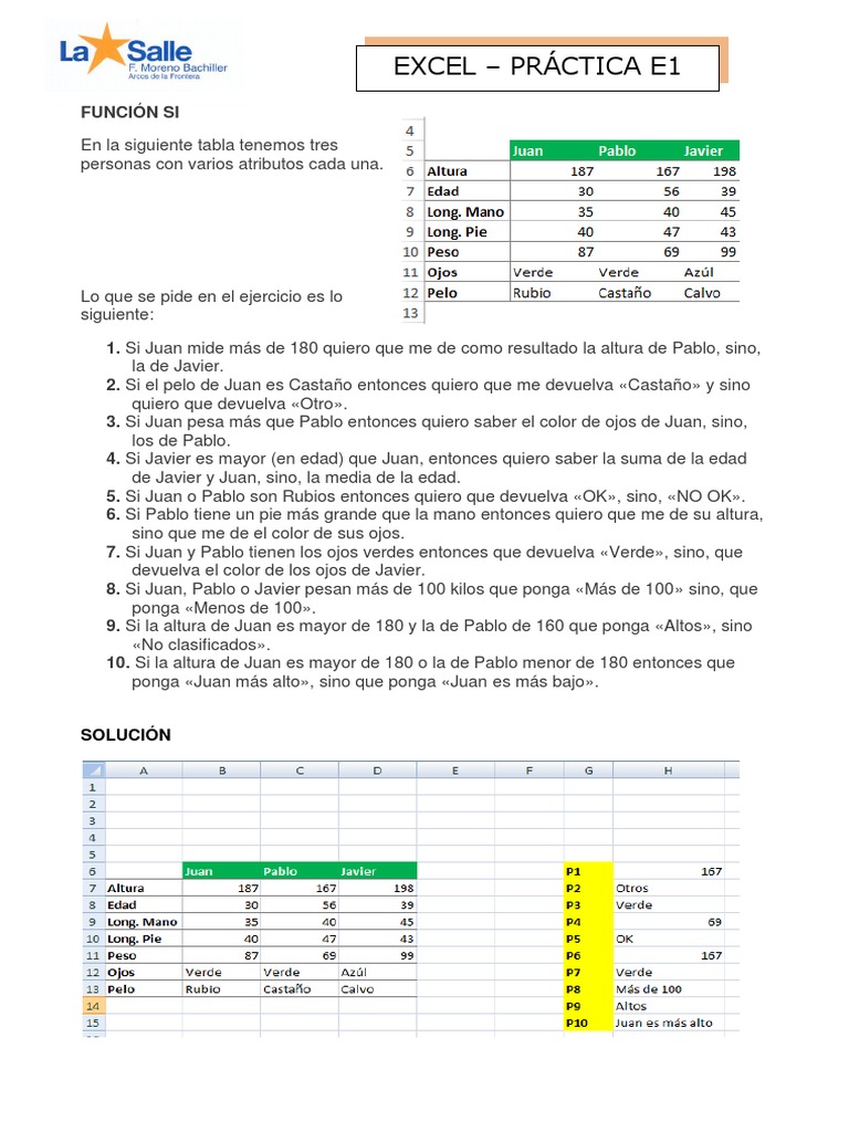 Practica Excel E1 | PDF