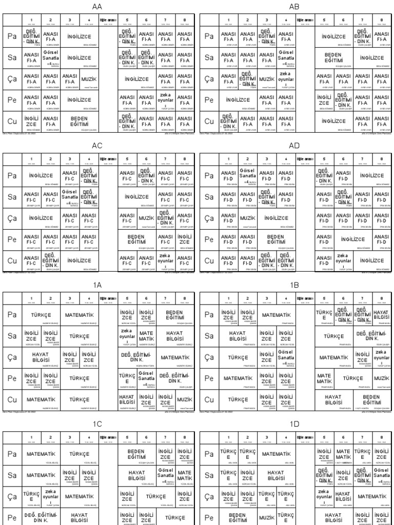 Sinif Ders Programi | PDF