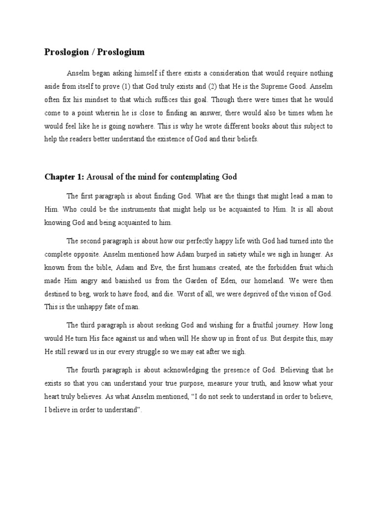 Proslogion / Proslogium: Arousal of The Mind For Contemplating God ...
