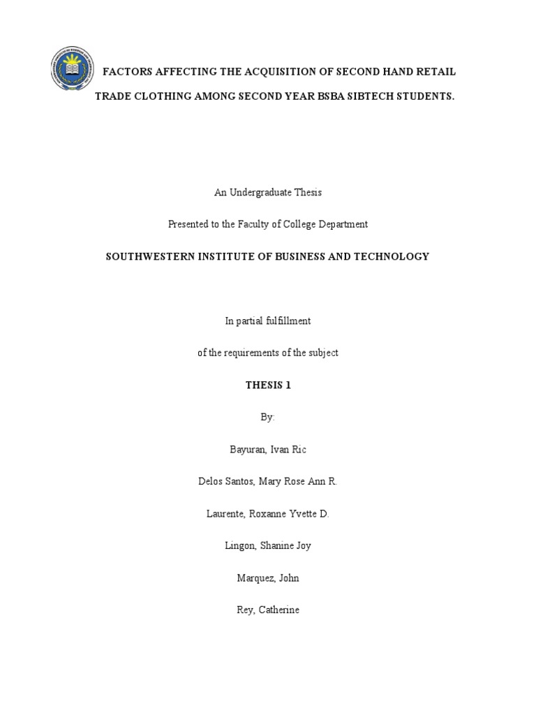 Second Hand Clothing Thesis | PDF | Clothing | Retail
