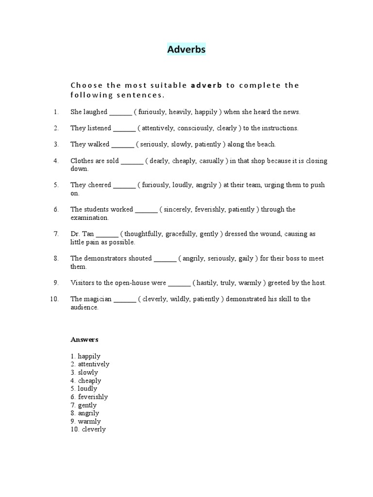 Choosing the Right Adverb | PDF | Adverb | Linguistics