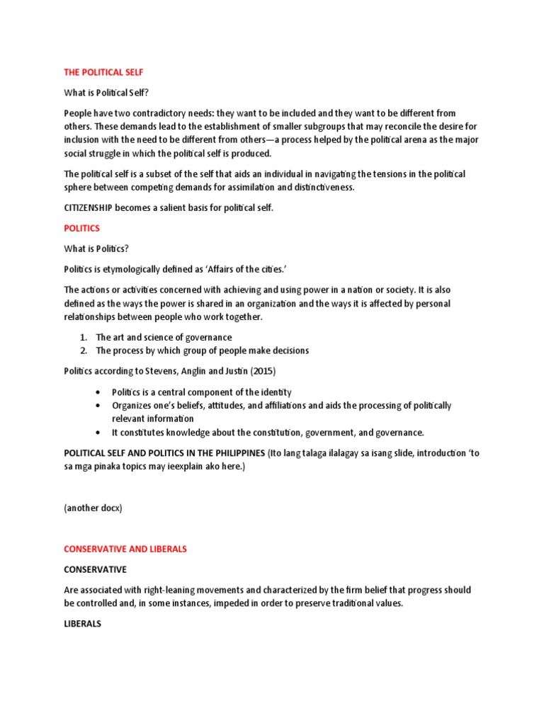 The Political Self Reporting - Group 10 - Uts 1 | PDF | Psychological Concepts | Science