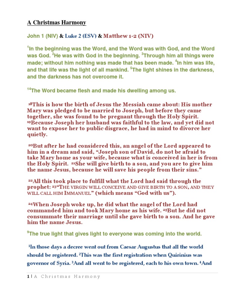 Christmas Story Harmonized | PDF | Mary, Mother Of Jesus | Jesus