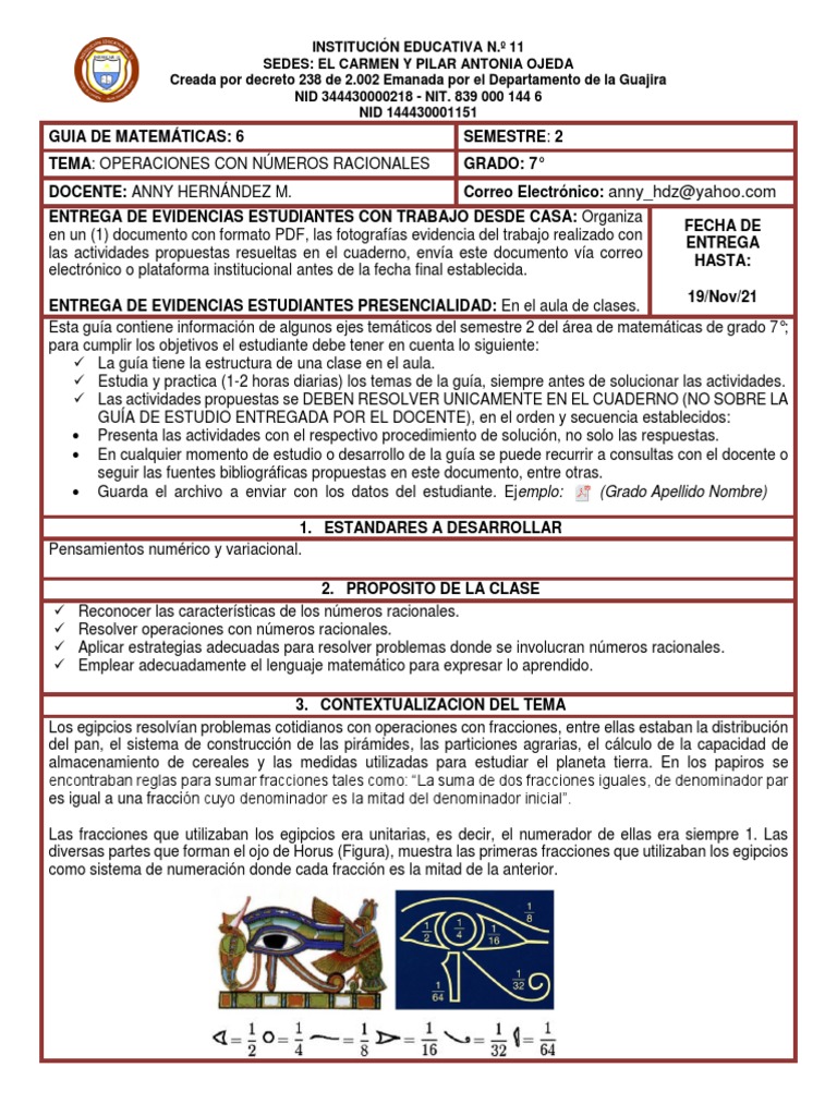Guia6. Operaciones Con Numeros Racionales | PDF | Número racional ...