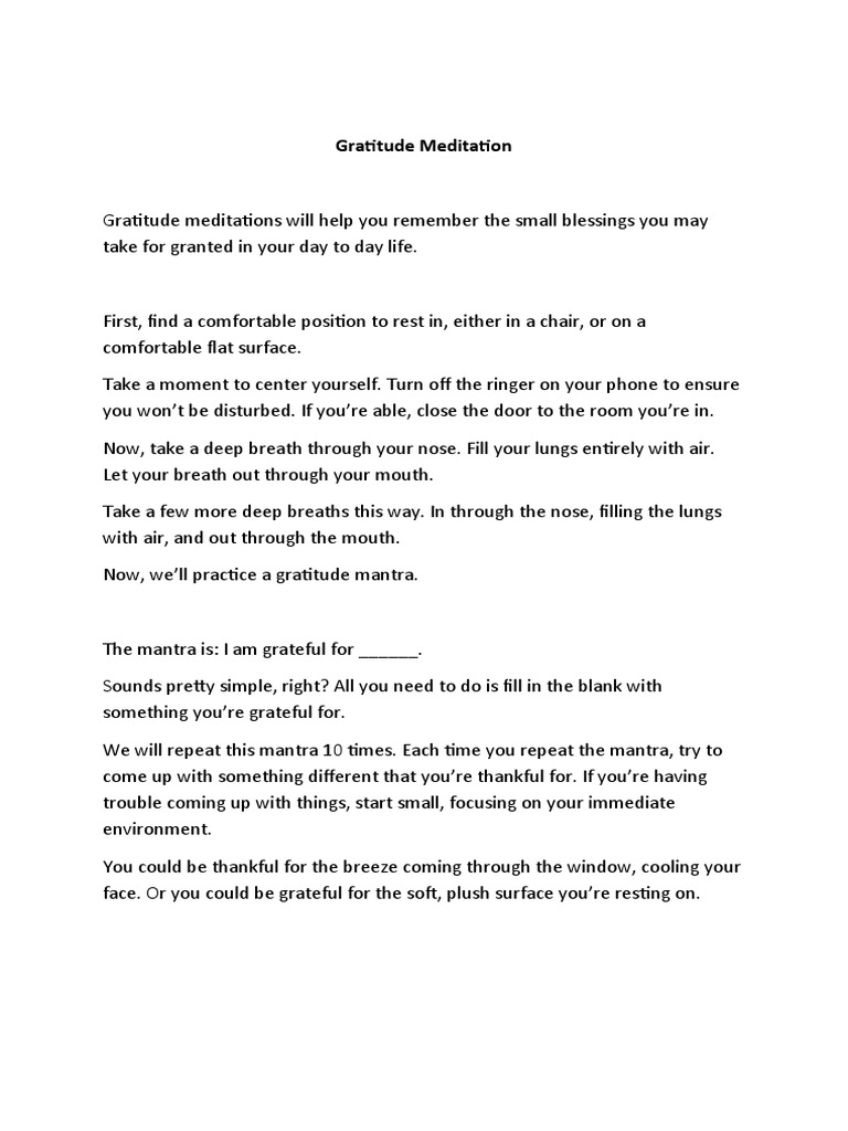 Gratitude Meditation | PDF | Gratitude | Breathing