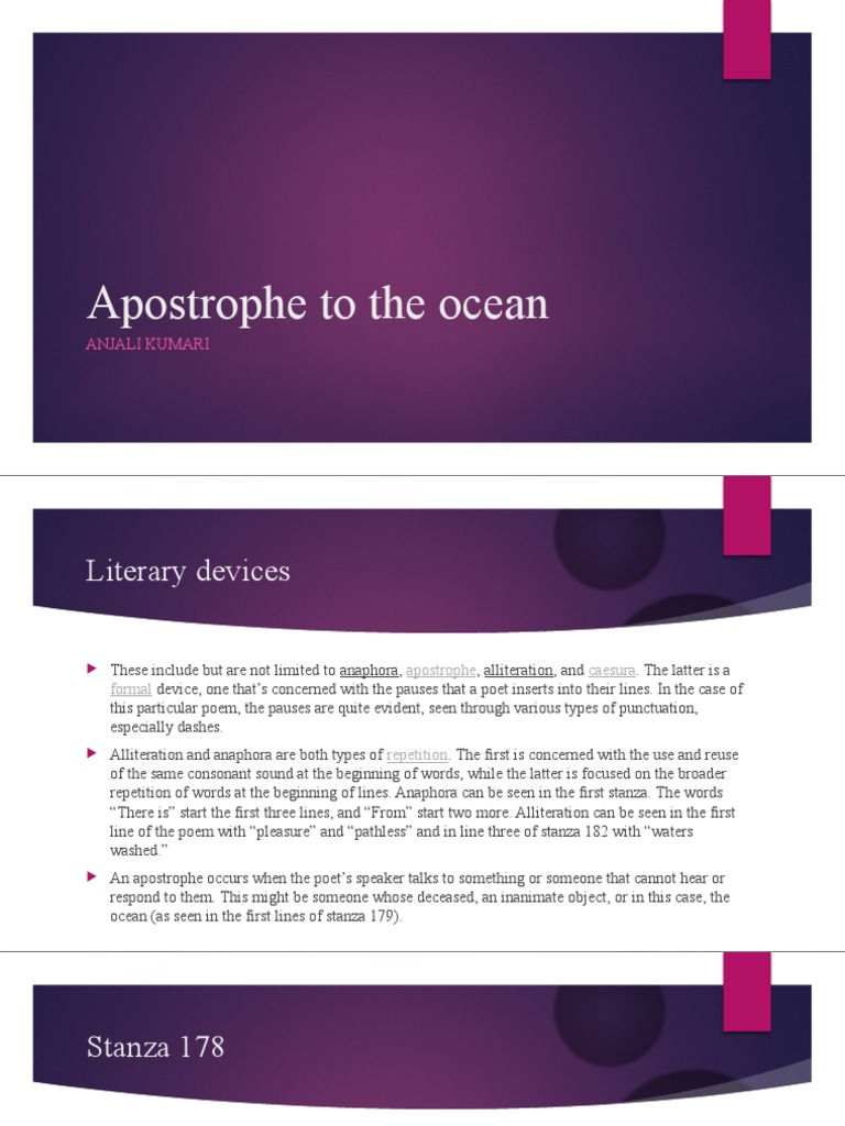Apstrophe To The Ocean | PDF | Oceans | Poetry