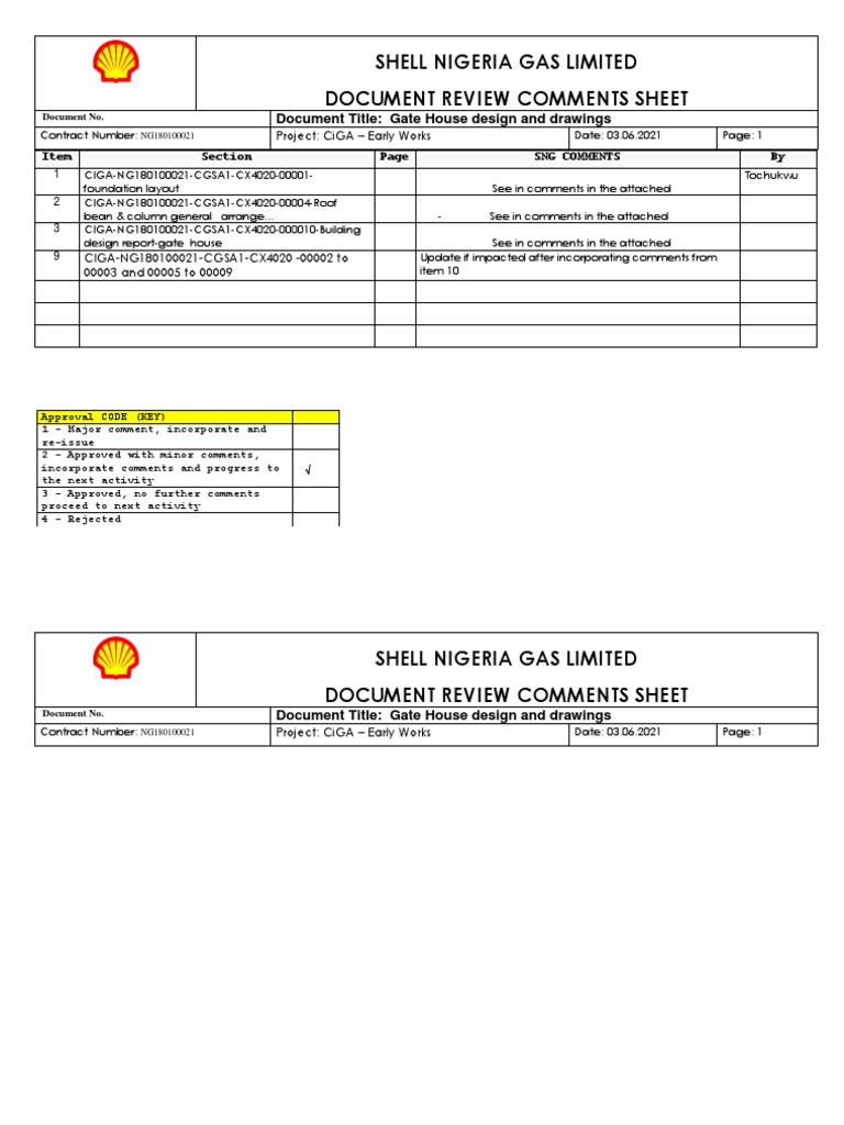 Comment Sheet - Gate House Design and Detailed Drawings | PDF
