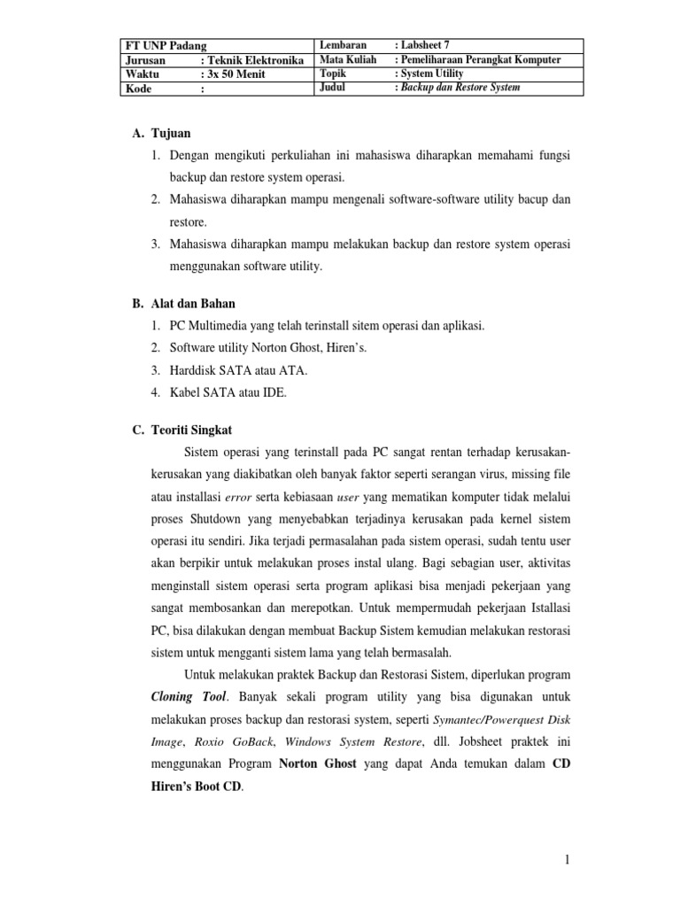 Labsheet 7 Backup Dan Restore System | PDF