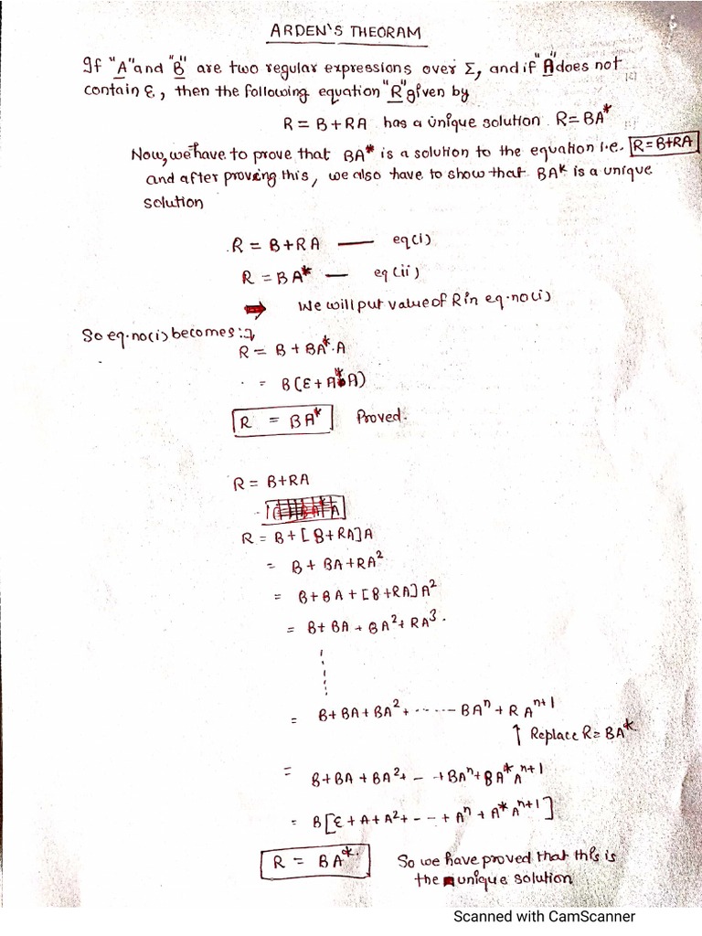 Arden S Theorem Pdf