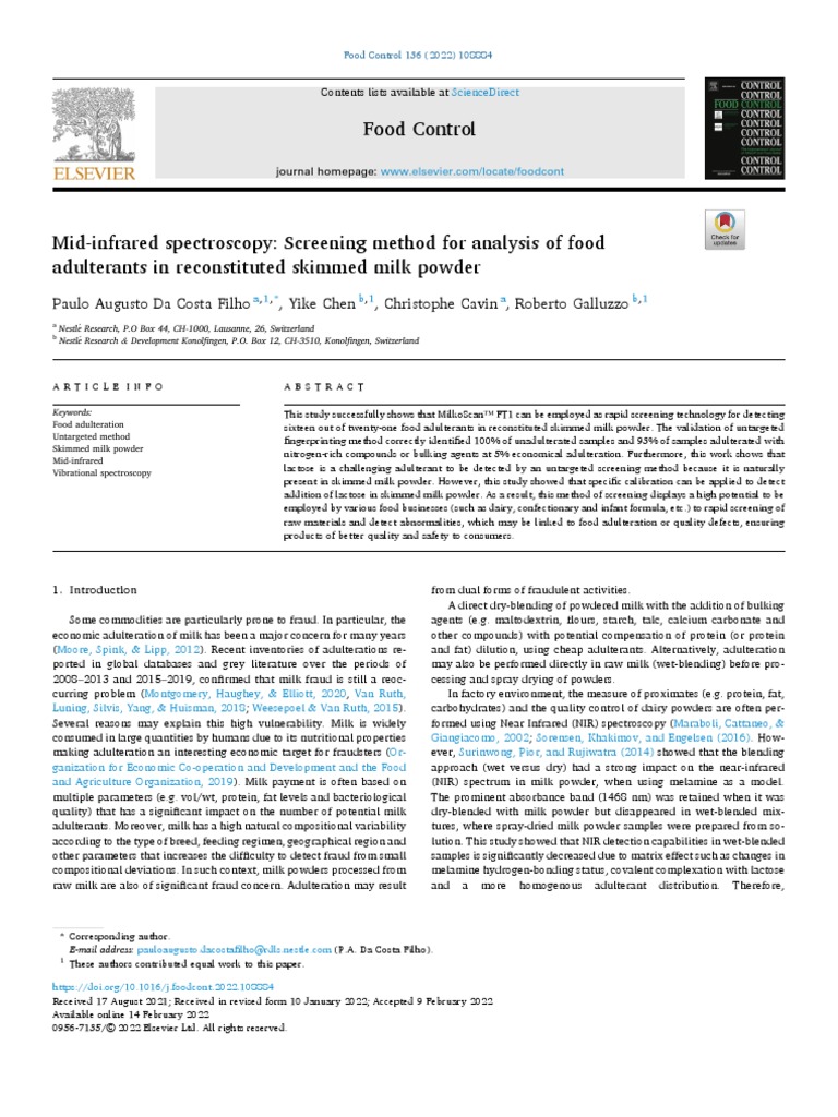 Mid-Infrared Spectroscopy: Screening Method For Analysis of Food ...