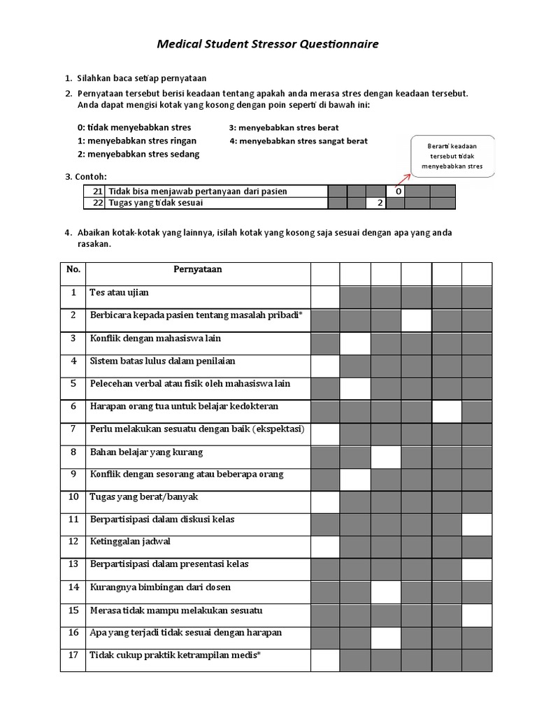 Medical Student Stressor Questionnaire | PDF