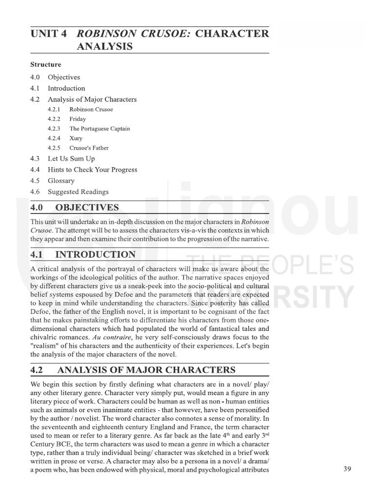 Crusoe Character Analysis | PDF