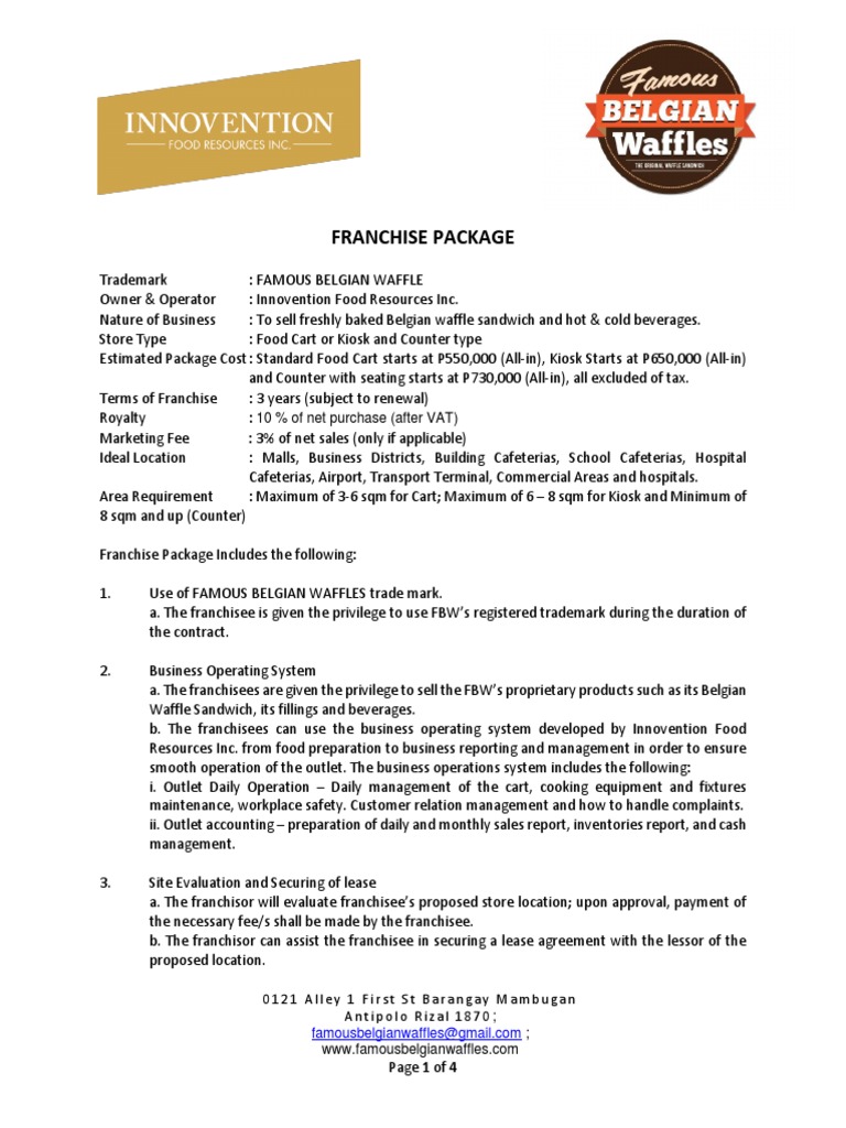 Franchise Package: 10 % of Net Purchase (After VAT) | PDF | Franchising ...