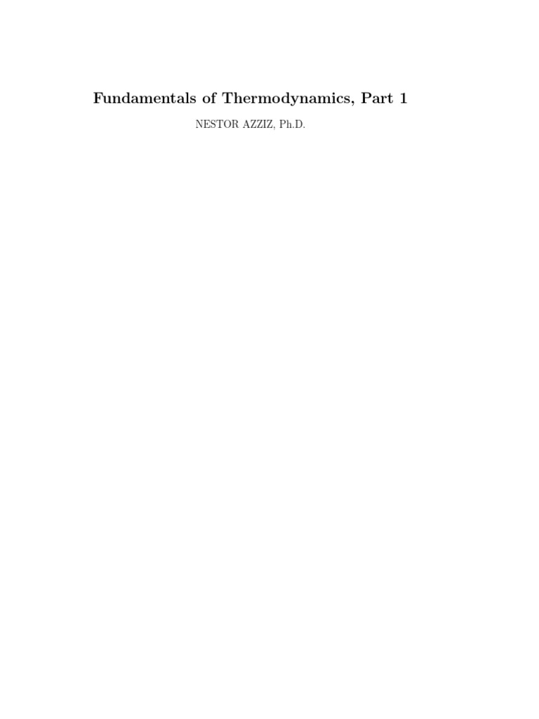 Fundamentals of Thermodynamics, Part 1: Nestor Azziz, PH.D | PDF | Heat ...