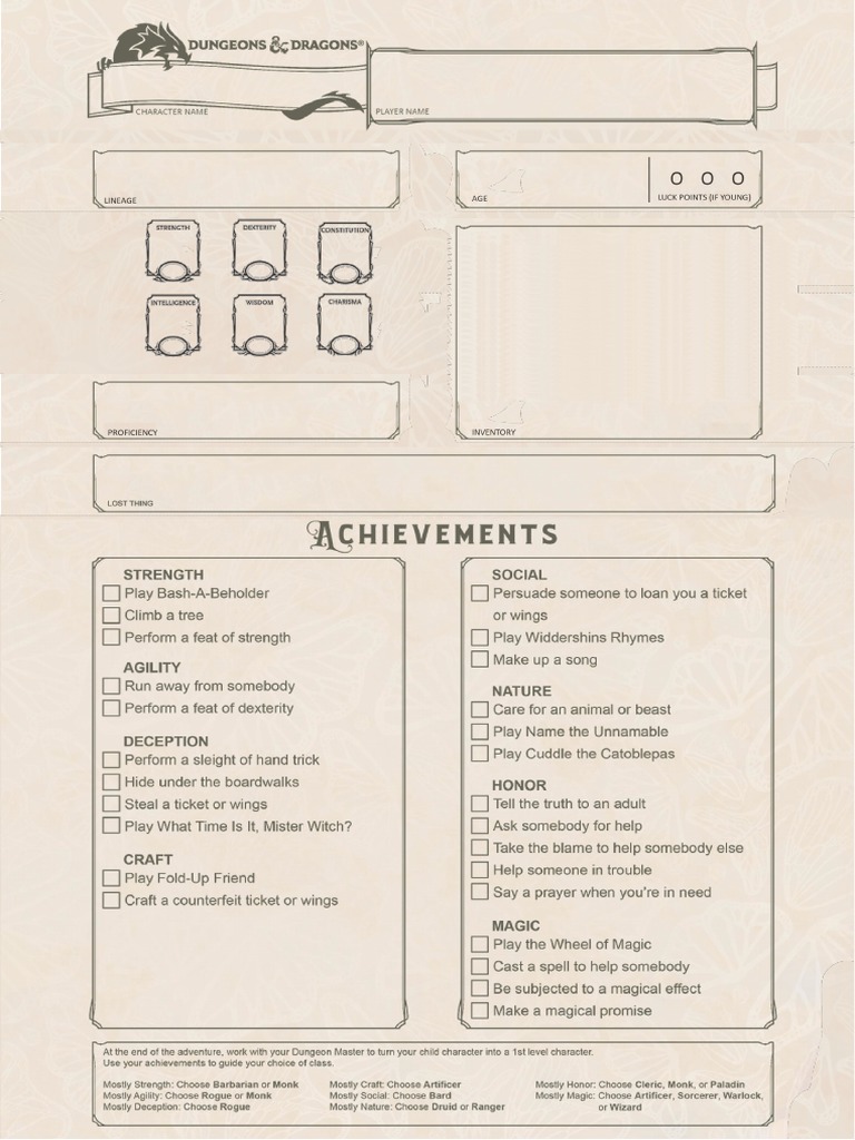 Wild Beyond The Witchlight - Prequel Adventure Char Sheet | PDF