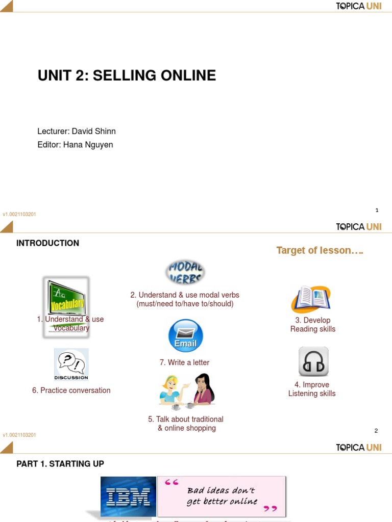 EBA201 Unit2 v1.0021103201 | PDF | Retail | Online Shopping
