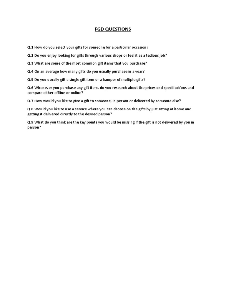 FGD Questions | PDF