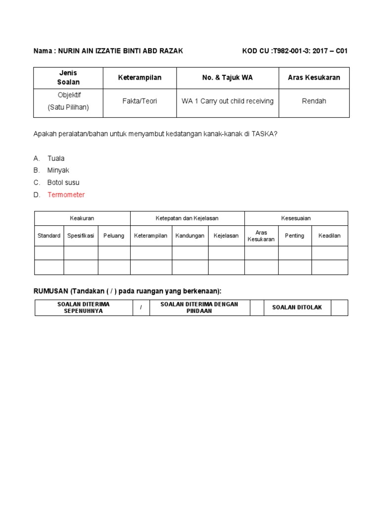 Topi Kasut Soalan Objektif | PDF