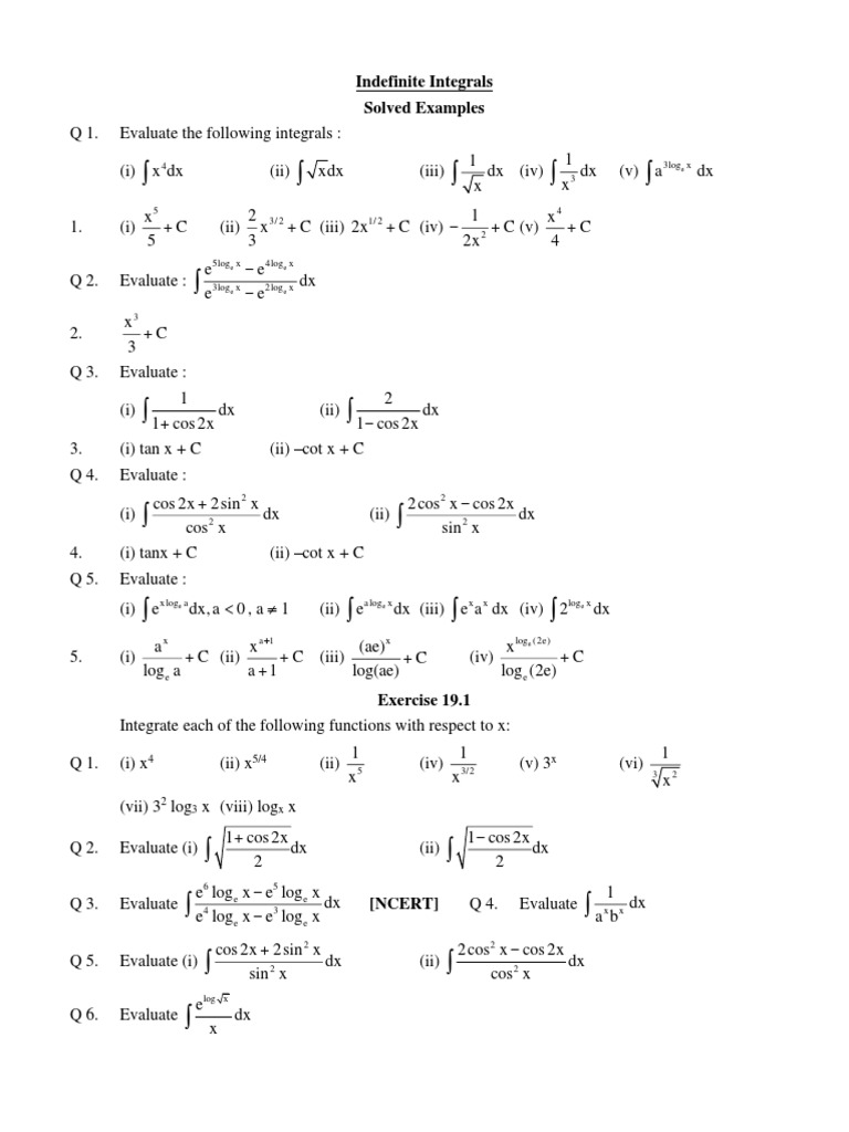 Indefinite Integrals RD SHARMA | PDF