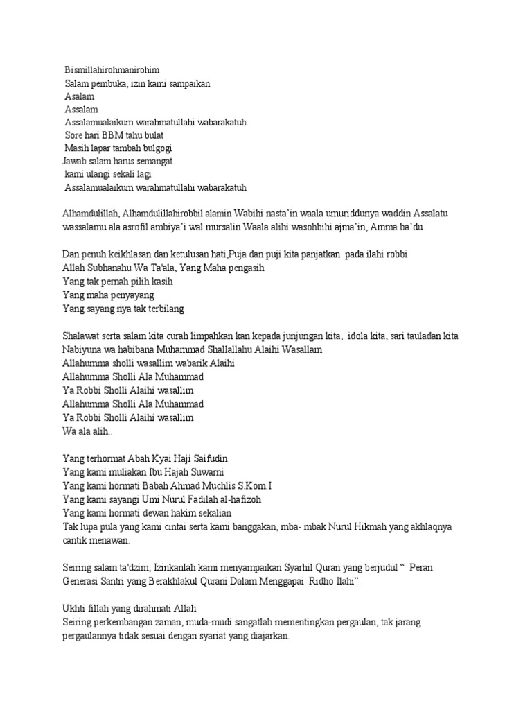 Teks Lomba MSQ - Karangan Sinta Bela | PDF