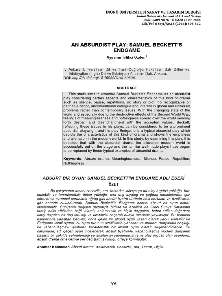 An Absurdist Play - Samuel Beckett - S Endgame (#566484) - 716819 | PDF