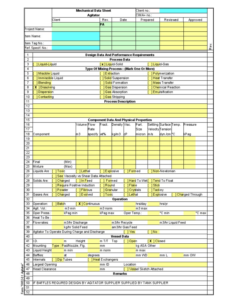 Data Sheet - Agitator | PDF | Liquids | Chemistry