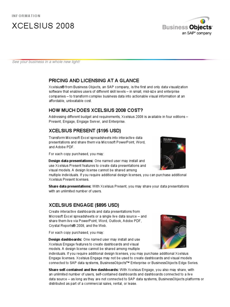 Xcelsius Pricing Licensing | PDF | Sap Se | Share Point
