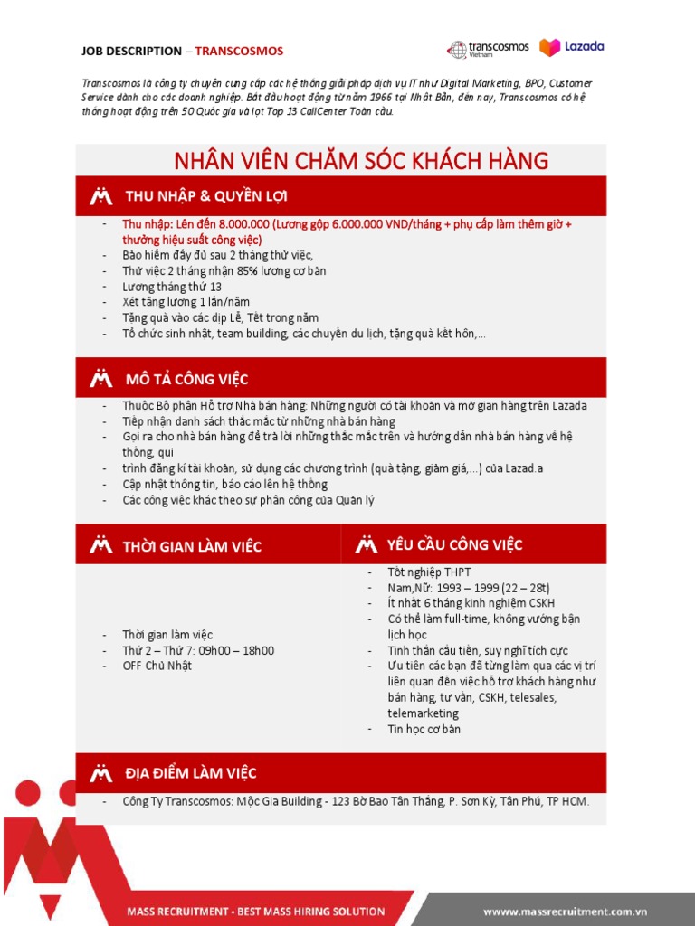 Transcosmos - CSKH Vkam (Lazada) - JD | PDF