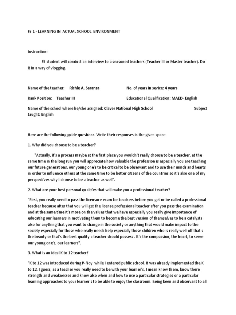 FS 1 - LEARNING-WPS Office | PDF | Teachers | Learning