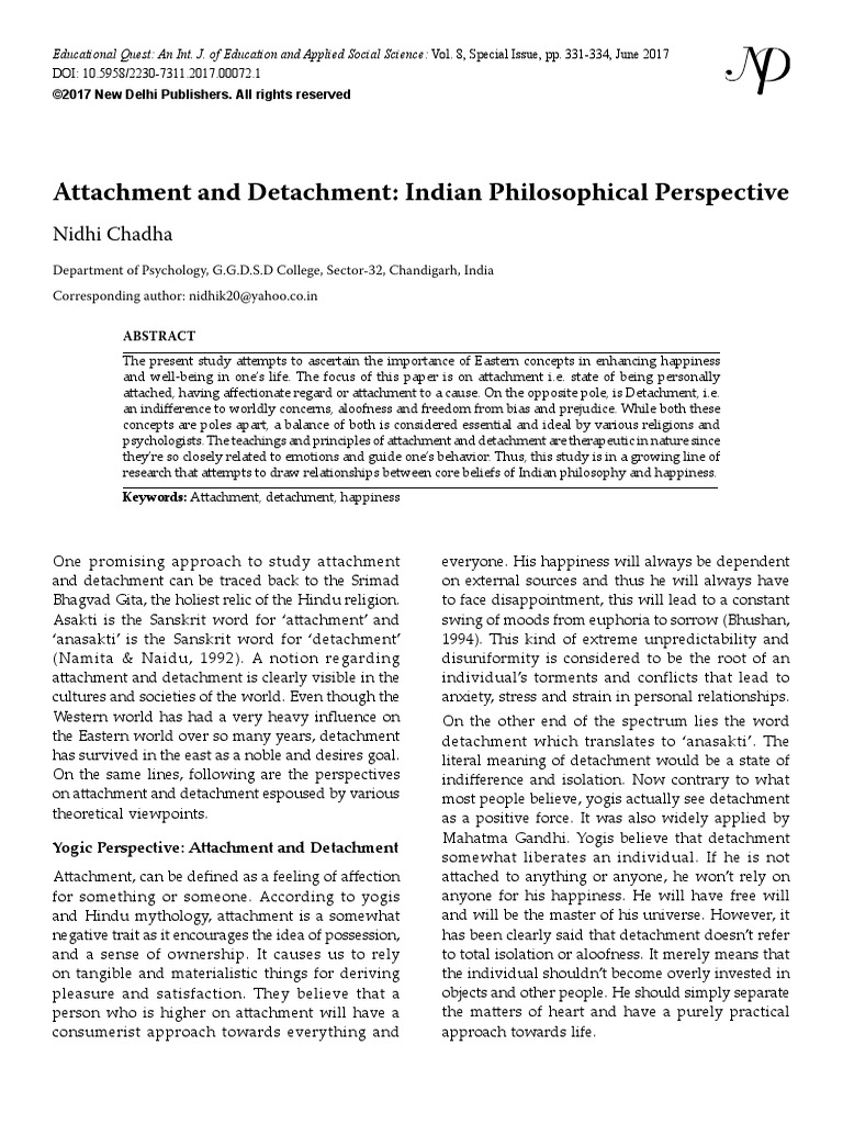 Attachment and Detachment | PDF