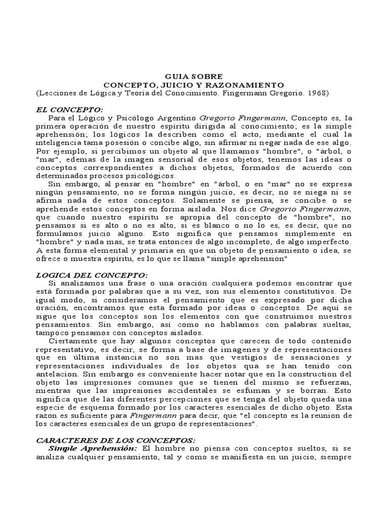 Concepto, Juicio y Razonamiento | PDF | Razonamiento inductivo ...