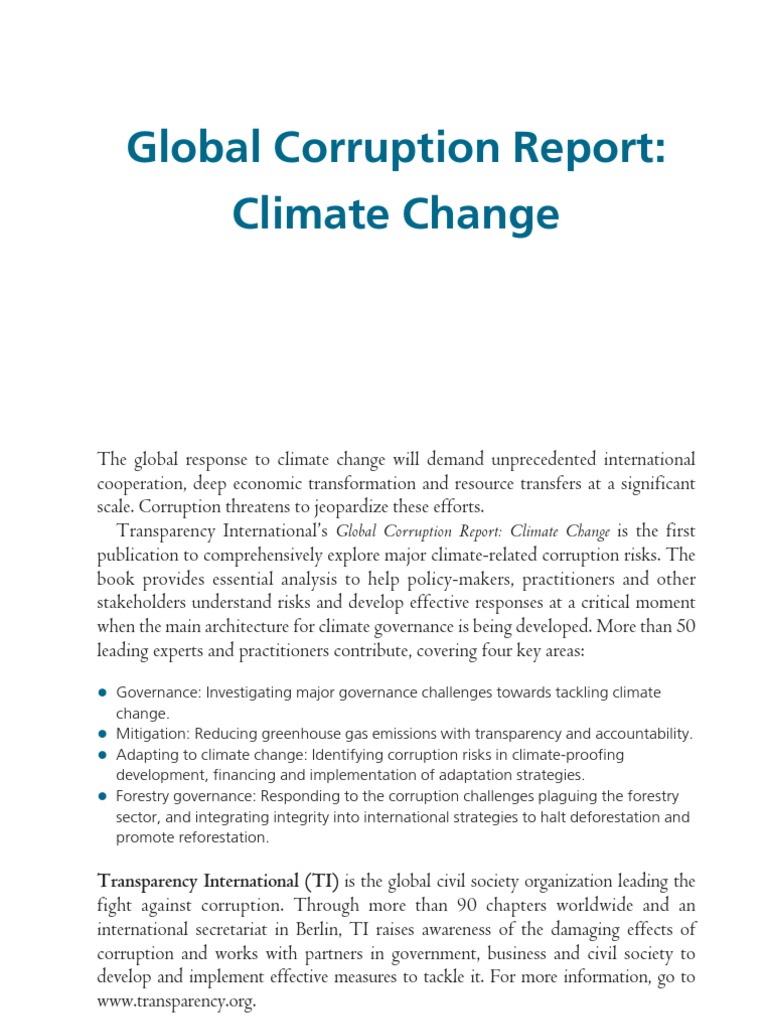 Global Corruption Report Climate Change English | PDF | Governance ...