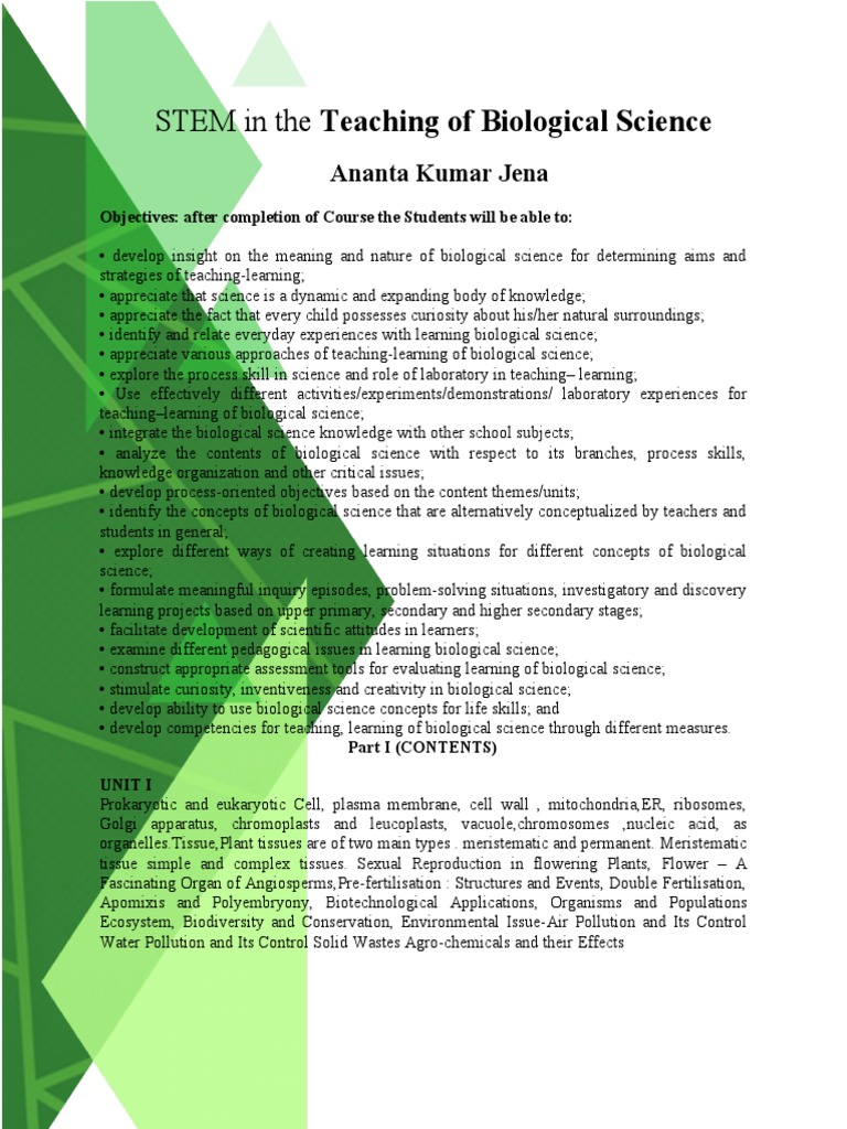 STEM in The Teaching of Biological Science | PDF | Science | Learning