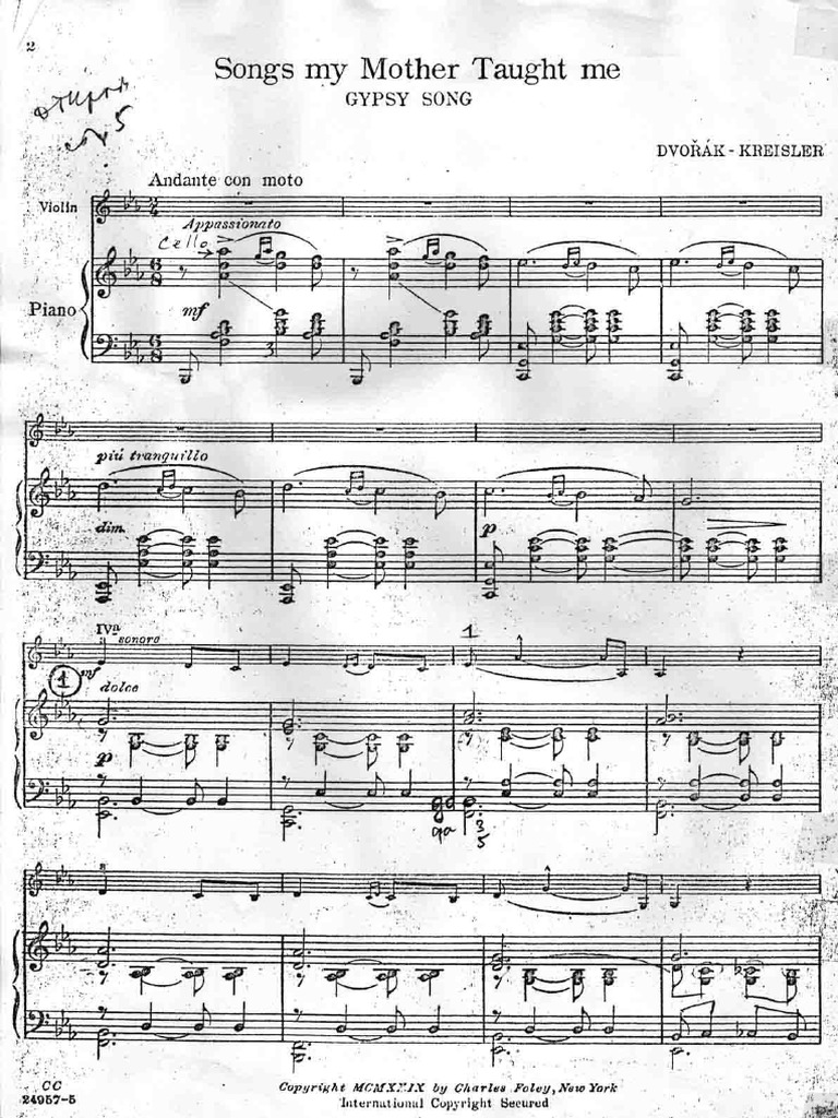 Dvorak-Kreisler Songs My Mother Taught Me | PDF