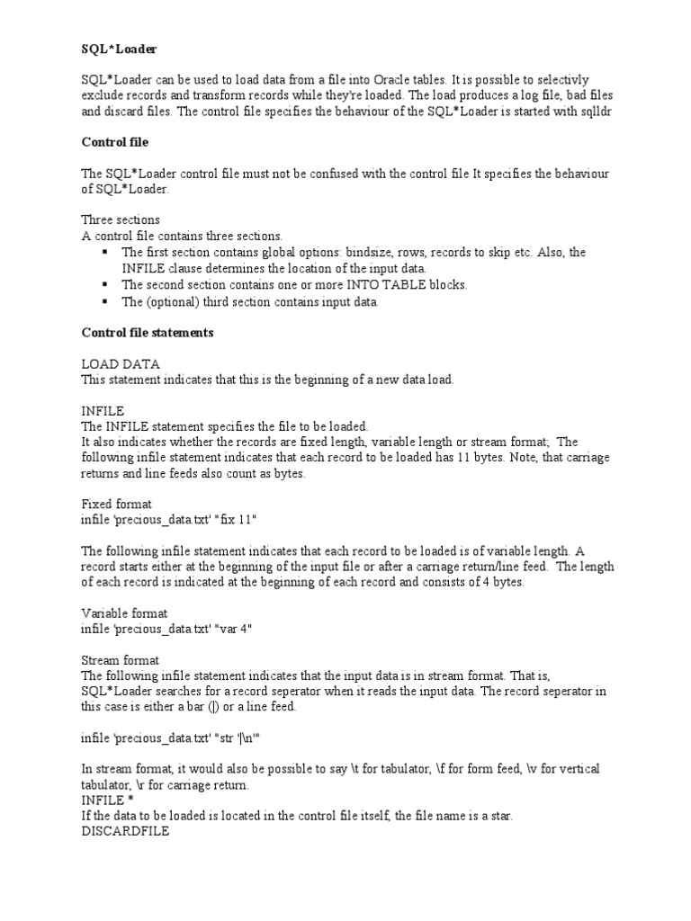 SQL Loader | Download Free PDF | Areas Of Computer Science | Software Engineering