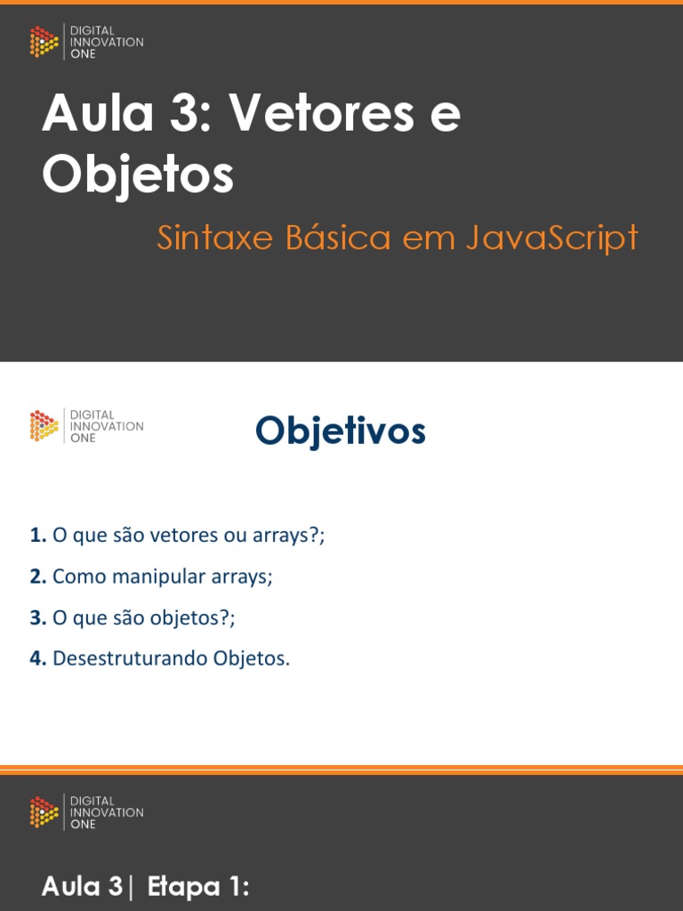 Javascript - Vetor, e Obj | PDF | Estrutura de dados de matriz ...