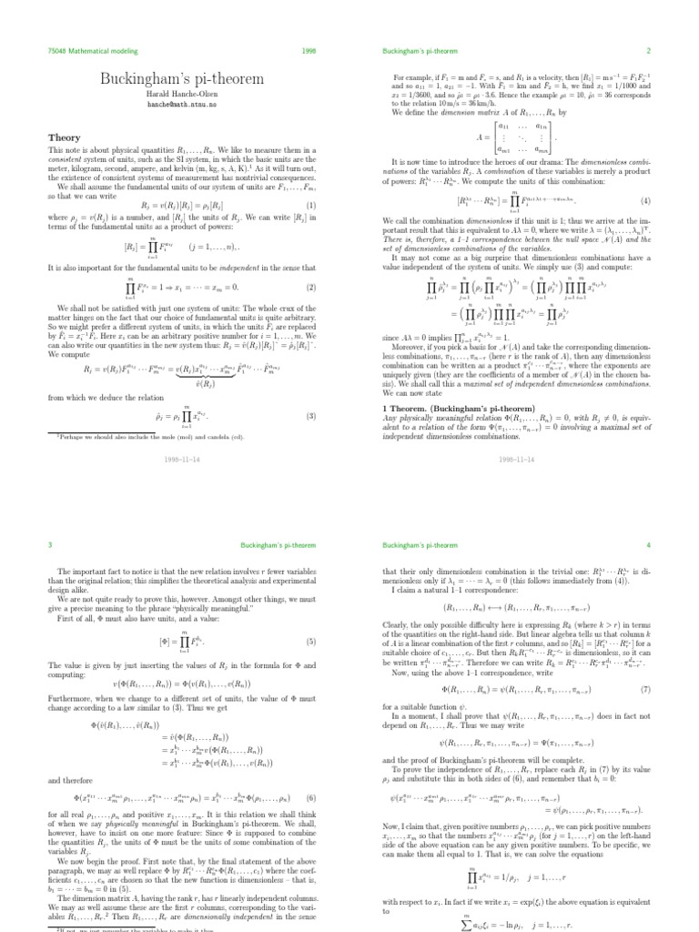 Buckingham's Pi-Theorem: Theory | PDF | Physical Quantities | Physics