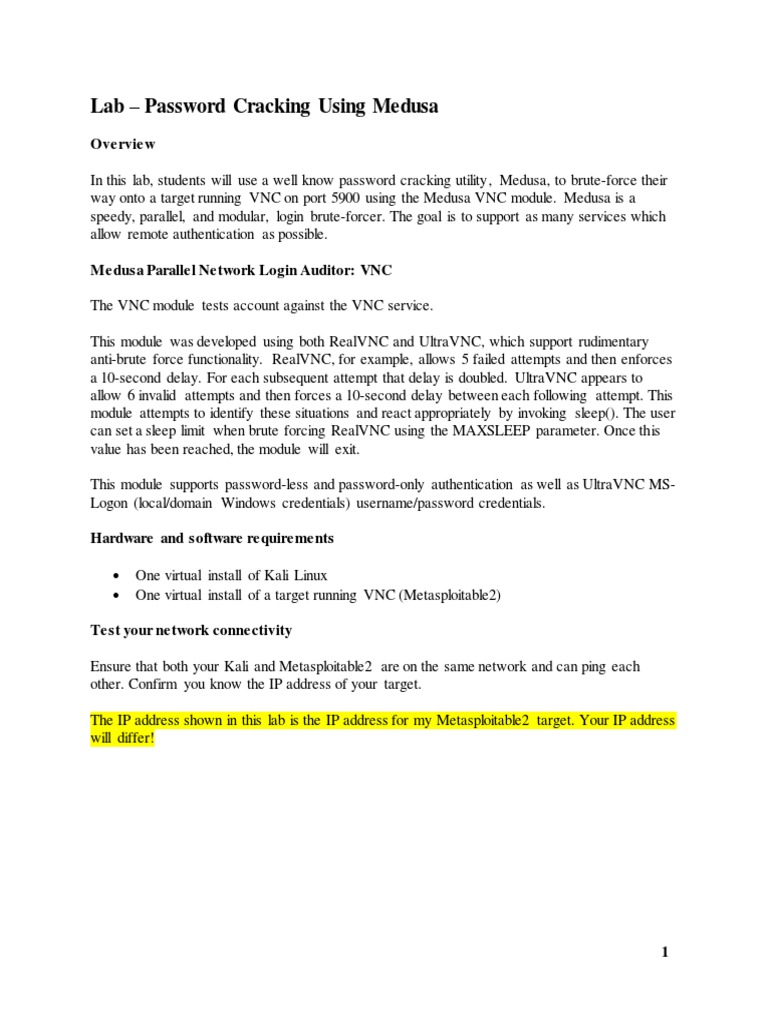 Lab - Password Cracking Using Medusa | PDF | Login | Computer Science