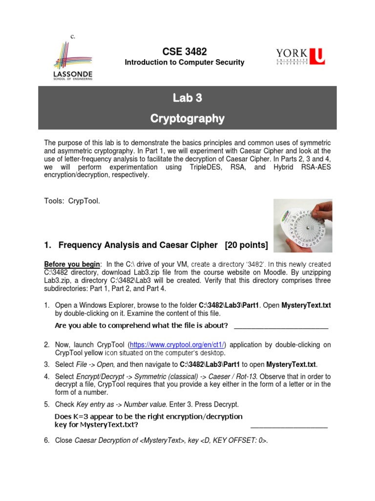 Lab 3 Cryptography: Introduction To Computer Security | PDF | Public Key Cryptography | Encryption