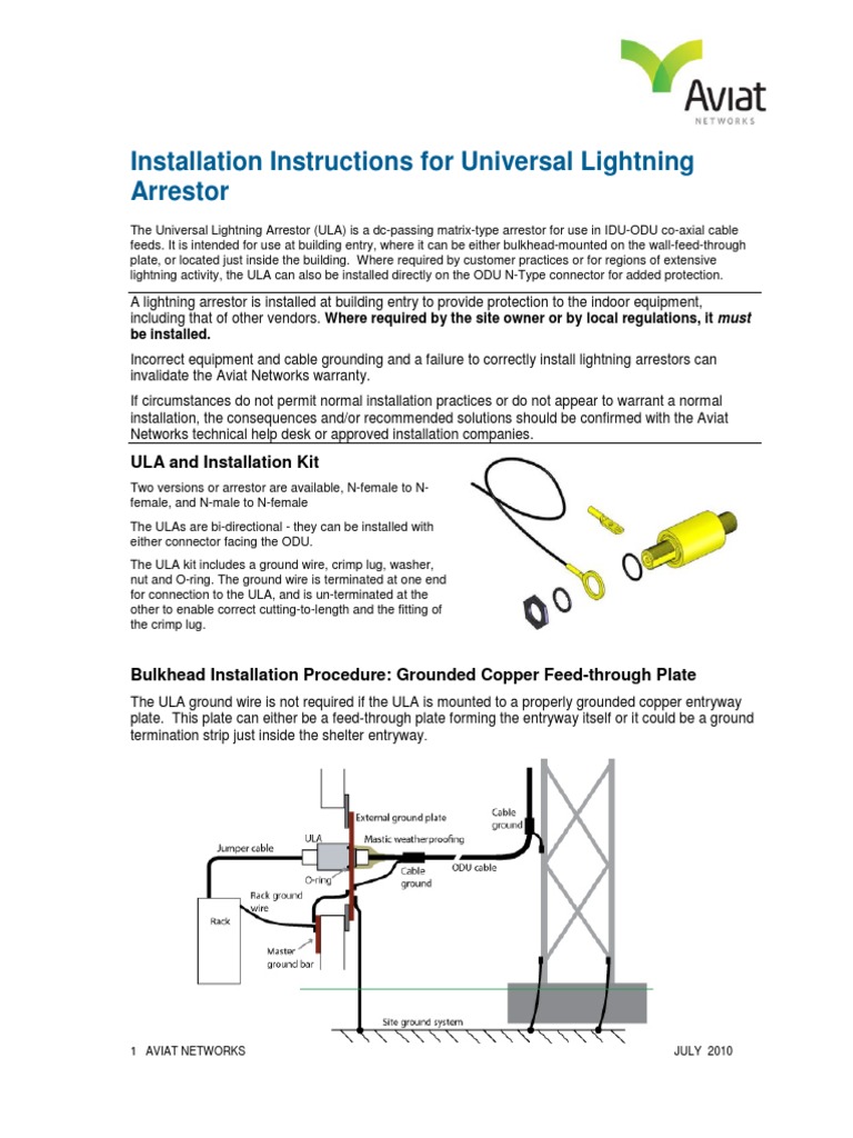 Installation Instructions For Universal Lightning Arrestor | PDF ...