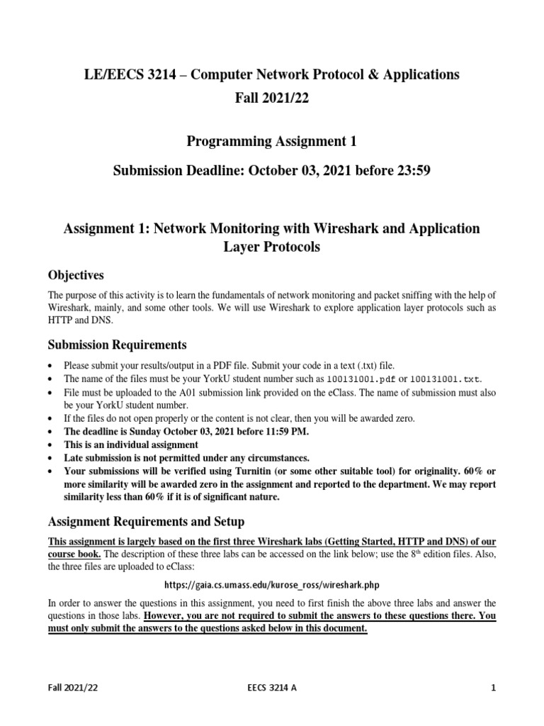 LE/EECS 3214 - Computer Network Protocol & Applications Fall 2021/22 | PDF | Hypertext Transfer ...