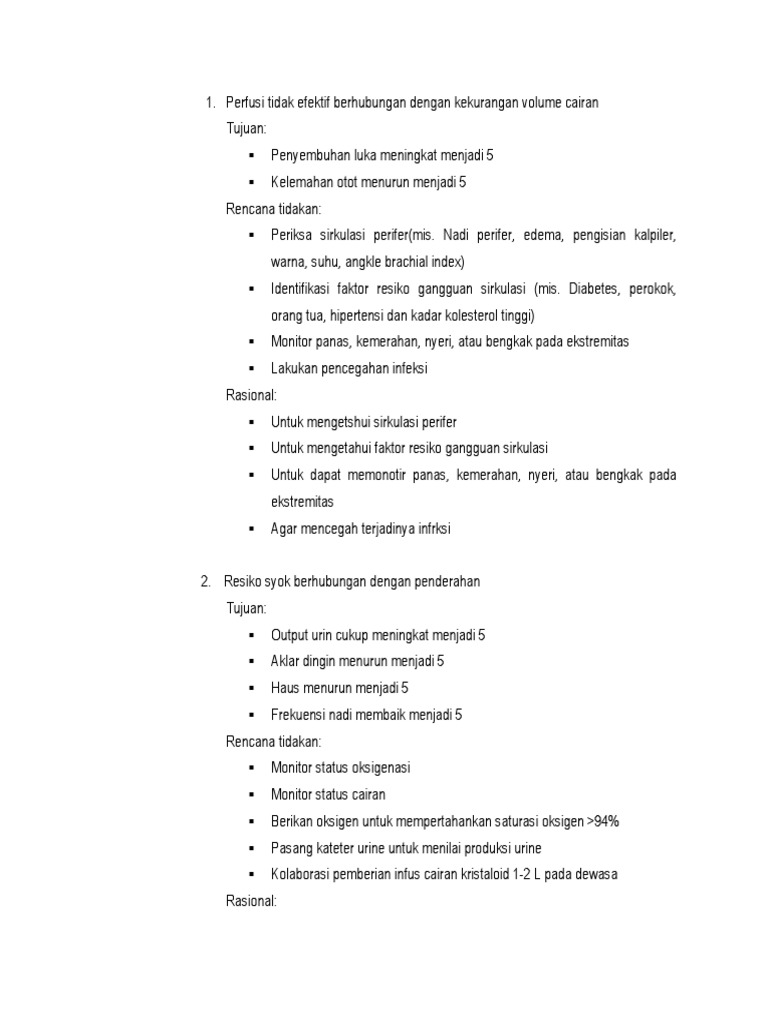 Perfusi Tidak Efektif Berhubungan Dengan Kekurangan Volume Cairan | PDF